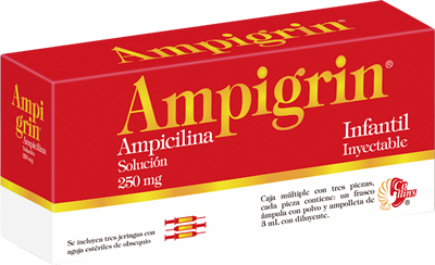 AMPICILINA CLORFEN DIPIRONA GUAYACOL LIDOCAINA AMP INF AMPIGRIN 250MG ...