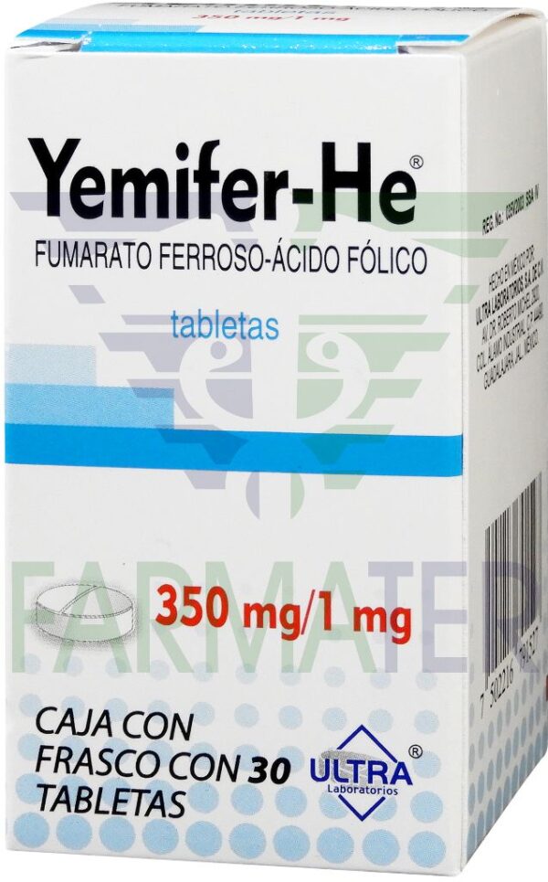 FUMARATO FERR/ACIDO FOL 350/1MG 30TAB YEMIFER-HE ULTRA - Flosamed