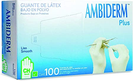 GUANTE AMBIDERM PLUS LISO AZUL CHICO CAJA C/100 PIEZAS - Flosamed