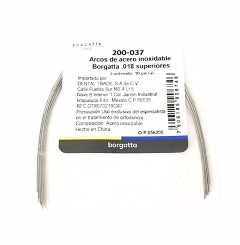 ARCOS DE ACERO INOXIDABLE BORGATTA .018 X .025 SUP. C/10 - Flosamed