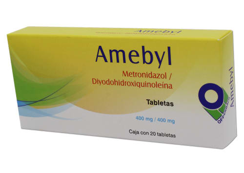 METRONIDAZOL DIYODOHIDROXIQUINOLEINA AMEBYL 400/400MG 20 TAB - Flosamed