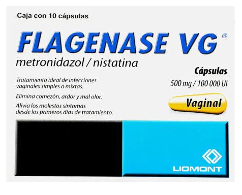 FLAGENASE VG (METRONIDAZOL/NISTATINA) 500MG/100000UI C/10CAPS - Flosamed