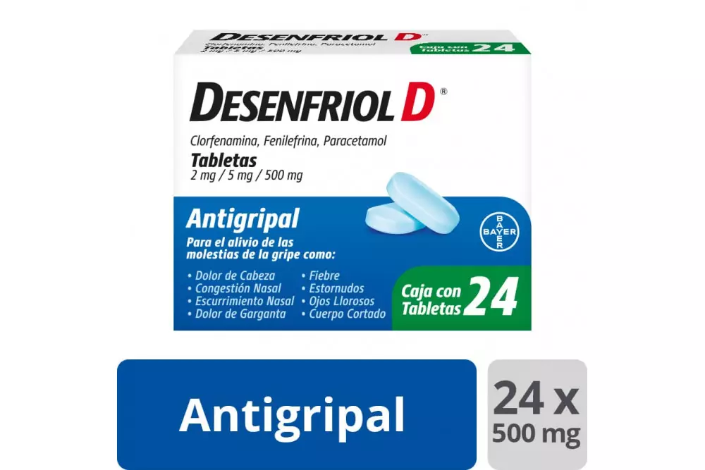 DESENFRIOL D 2/5/500MG 24TAB BAYER - Flosamed